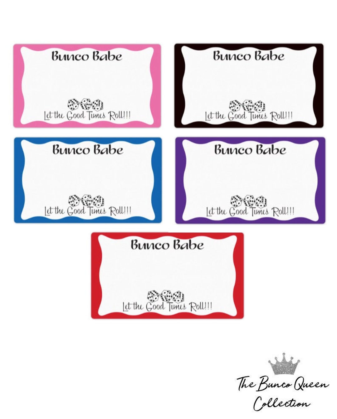 Bunco Name Tags- You Choose Quantity. 5 Colors Available. Bunco Game ...