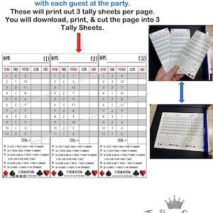 12 Person Euchre Tally Cards (round Robin- Progressive Tournament ...