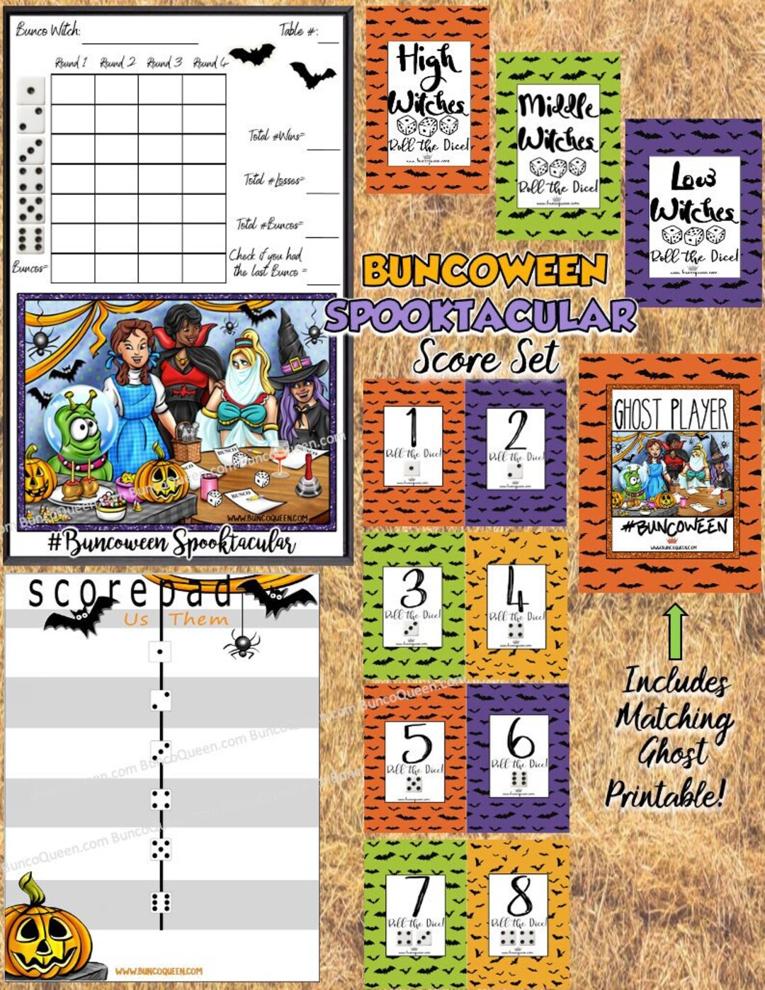 FREE Customization...halloween Spooktacular Bunco Score Set: Table ...