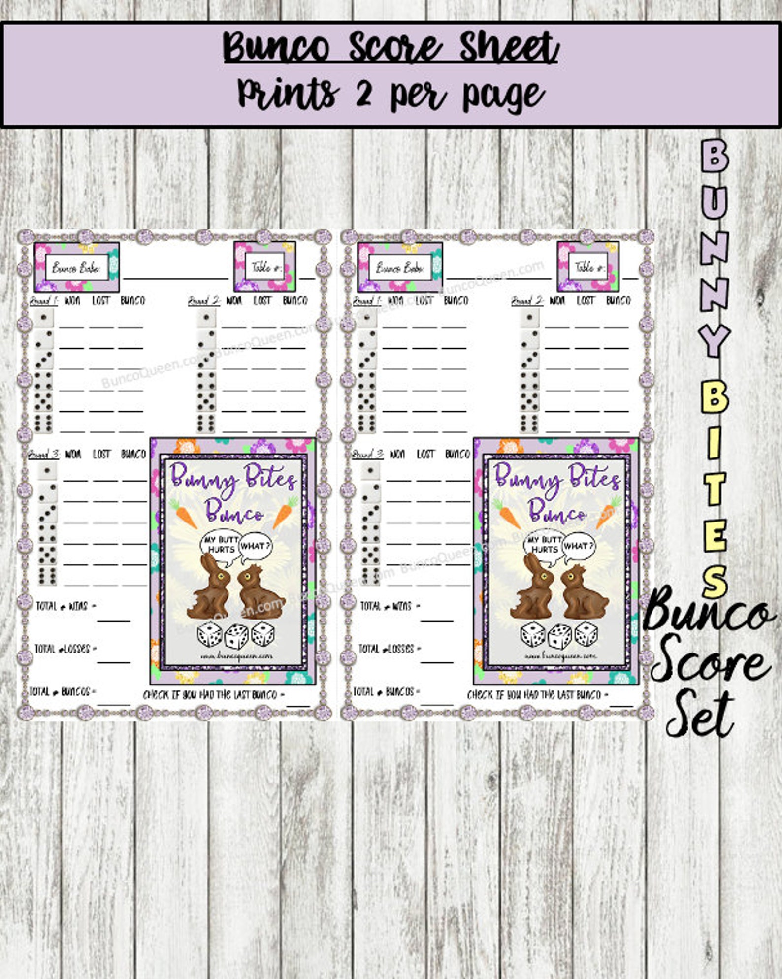 FREE Customization***easter Bunny Bites Bunco Score Set:table Numbers ...