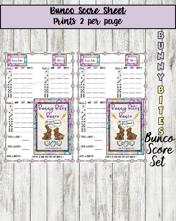FREE Customizationeaster Bunny Bites Bunco Score Set:table - Etsy