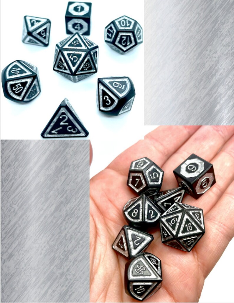 Silver Metal Polyhedral DND Dice Sets. Zinc Alloy Dungeons - Etsy