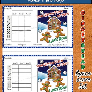 Gingerbread Bunco Score Set Table Numbers, Score Sheets and Tally ...