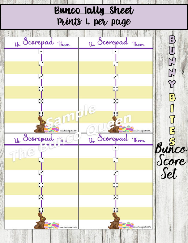 FREE Customizationeaster Bunny Bites Bunco Score Set:table - Etsy
