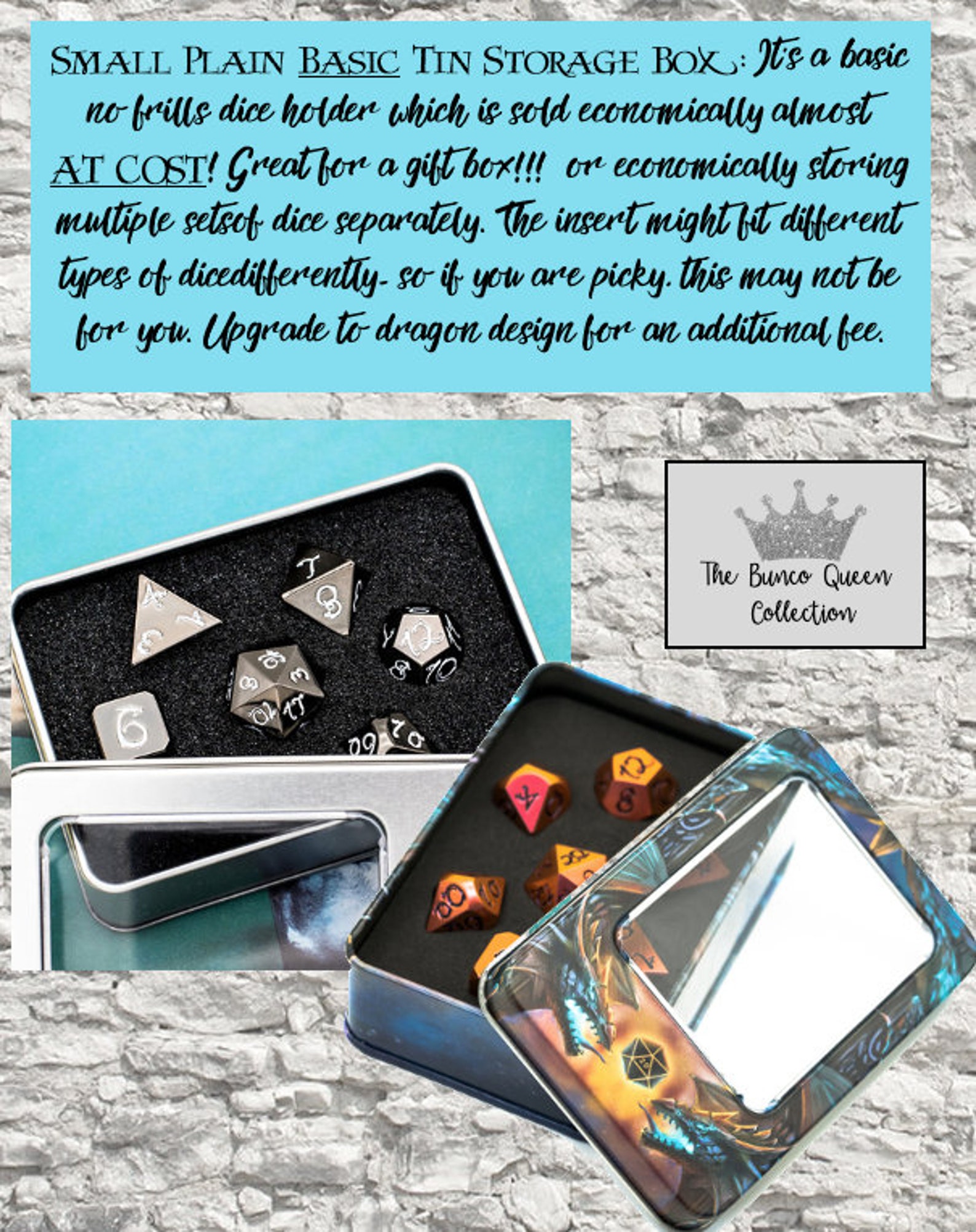 Budget Friendly BASIC No Frills Polyhedral Dice Tin Holder - Etsy