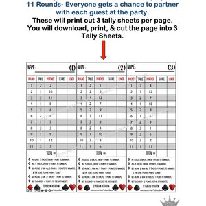 16 Person Euchre Rotation Score Sheet/euchre Tally W Table Numbers ...