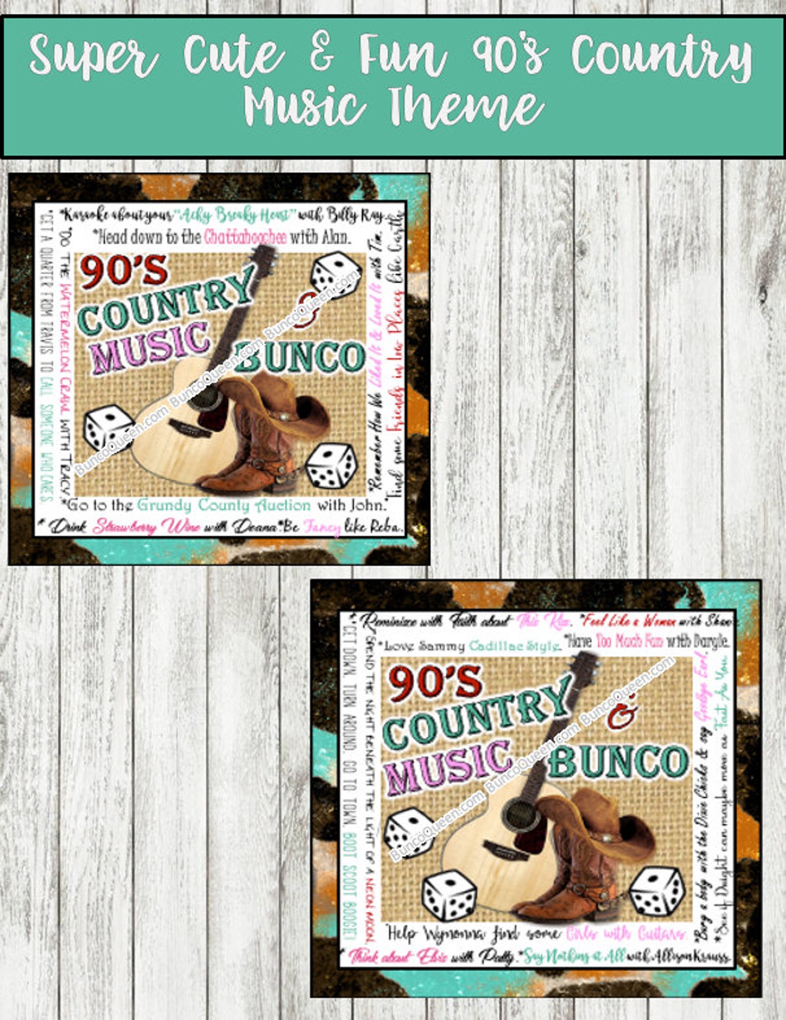 FREE Customization*** 90s Country Music Bunco Score Sheet Bundle Set W ...