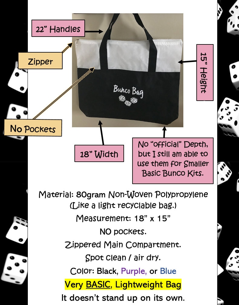 Basic Bunco Bag! Budget Friendly Custom Printed Non-woven Zippered Tote ...
