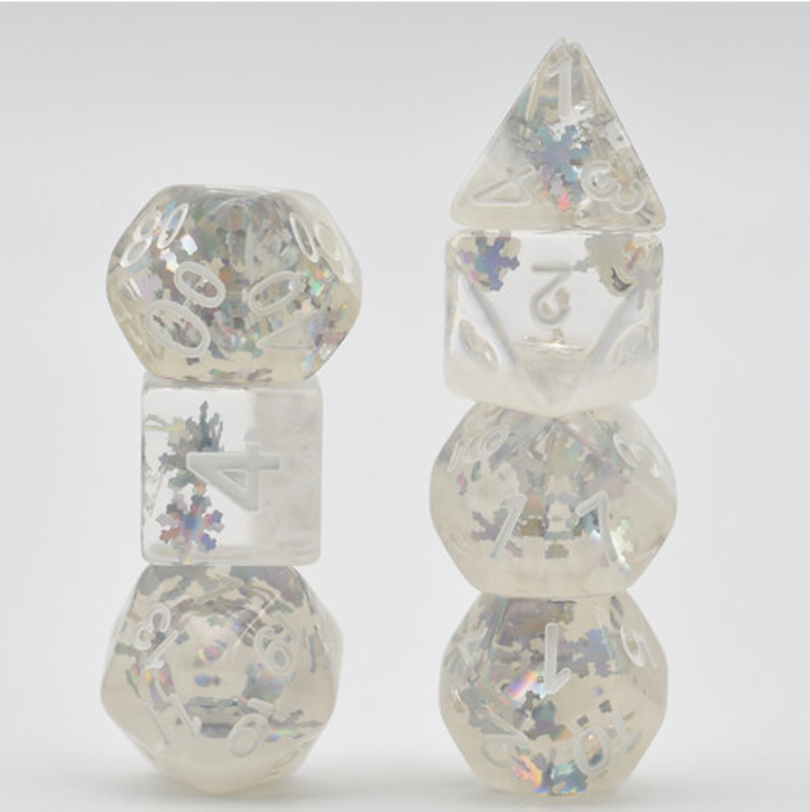 Winter Snow Flakes Filled Resin Polyhedral Dice Set. DND Dice. - Etsy