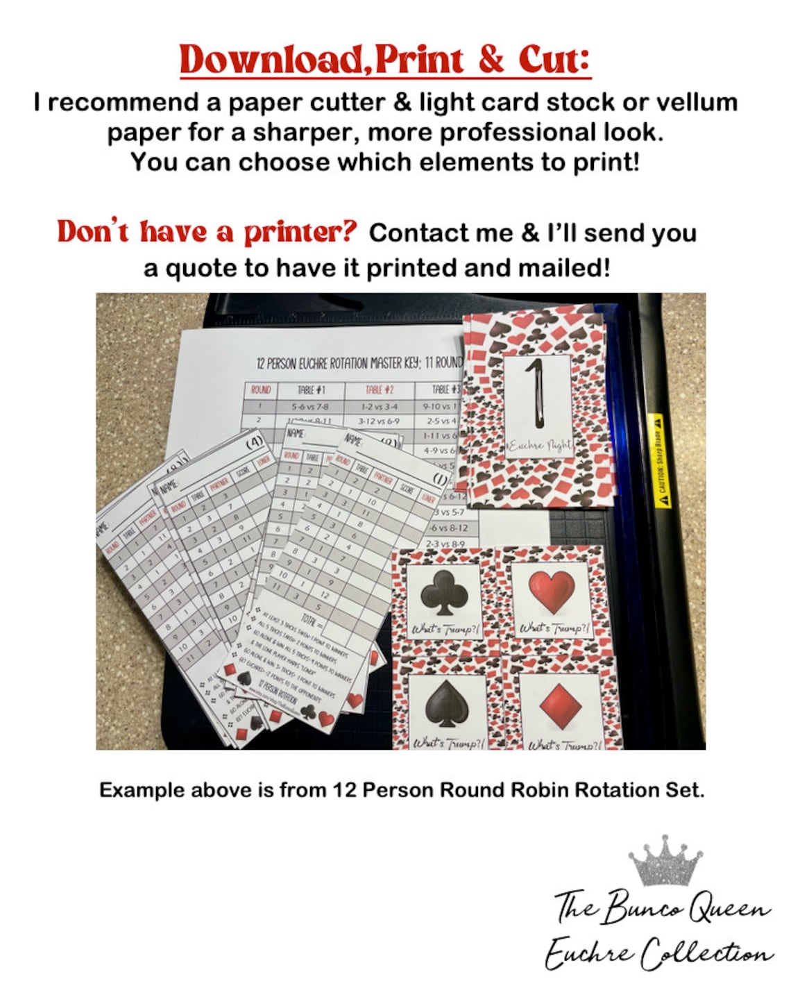 8 Person Euchre Tally Card SET (round Robin- Progressive Tournament ...