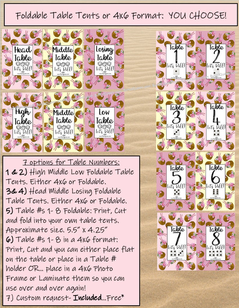 FREE PERSONALIZATION** Hawaiian Luau Bunco Score Sheet Set W/ Matching ...