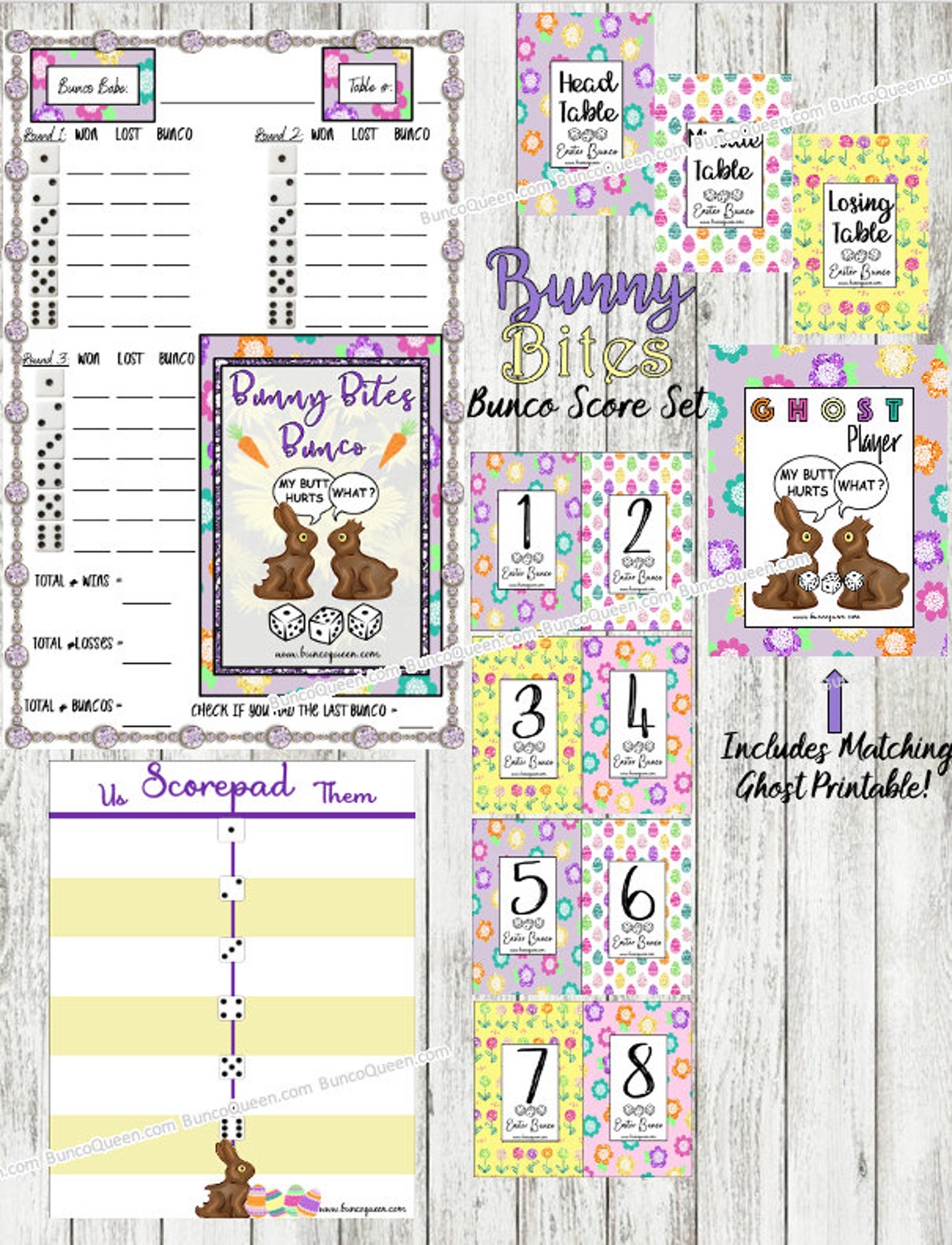 Printed Easter / Spring Bunco Score Sheet Set: You Choose How Many ...