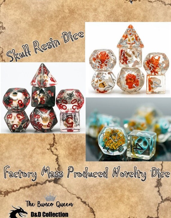 Skull Filled Resin Polyhedral Dice Sets. Necromancer DND Dice. - Etsy