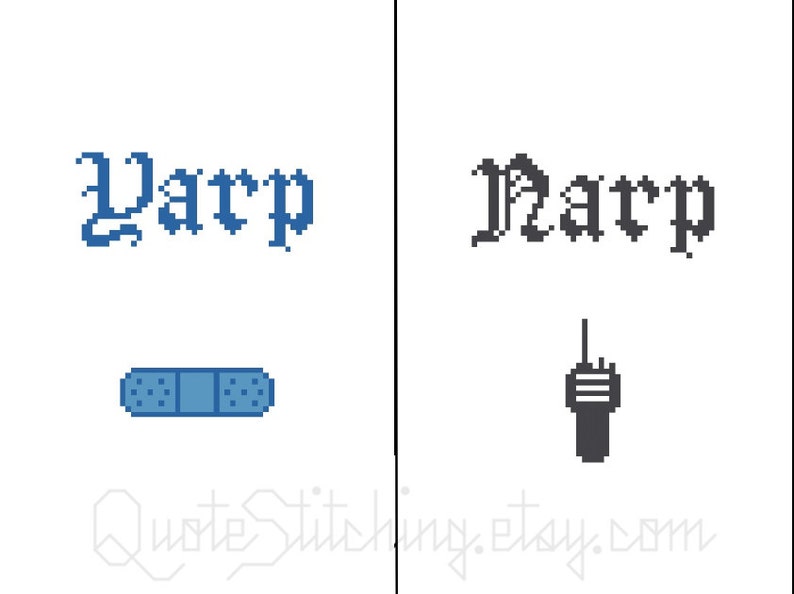 Yarp / Narp - Hot Fuzz 4"x6" Cross-stitch PATTERN - INSTANT DOWNLOAD ...