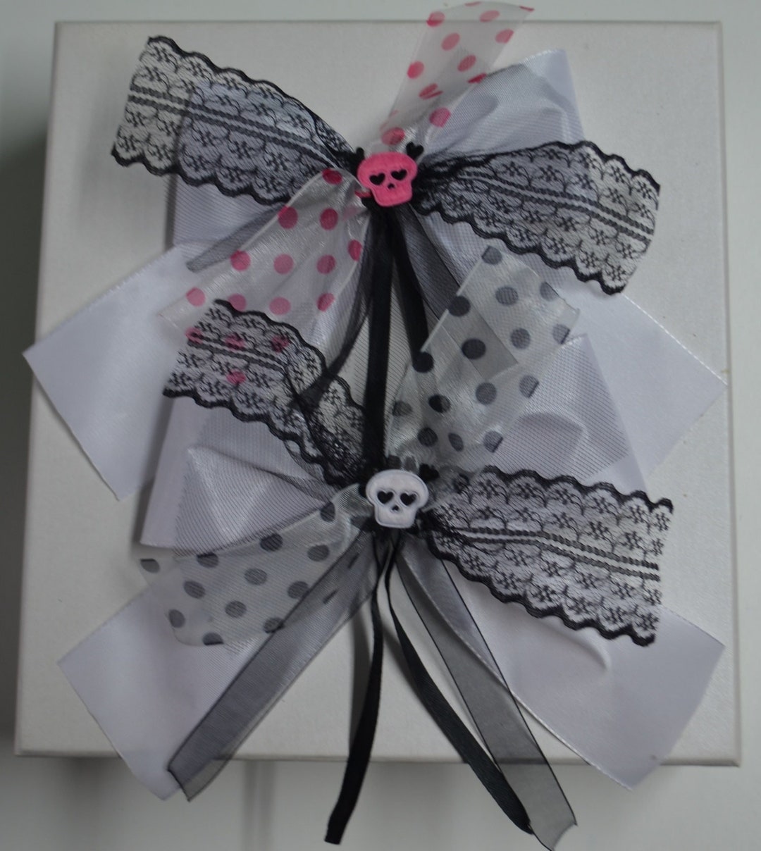 Lace, Tulle, Dots Hammer Bow With Skull - Etsy