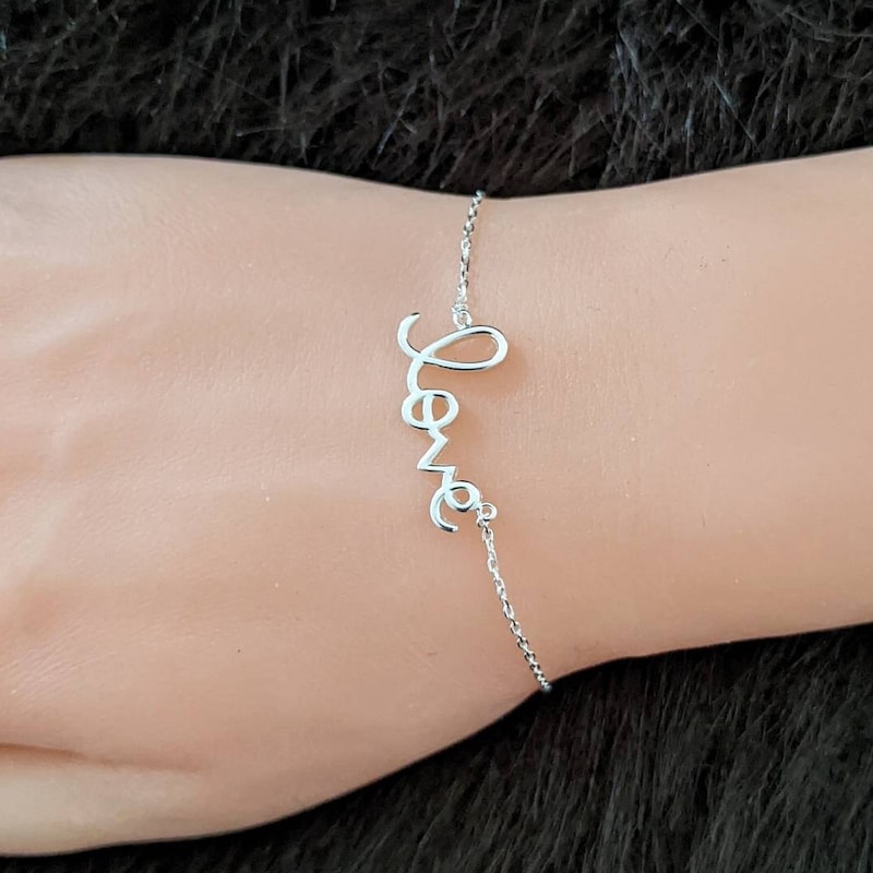 925 Silver Love Bracelet - Etsy