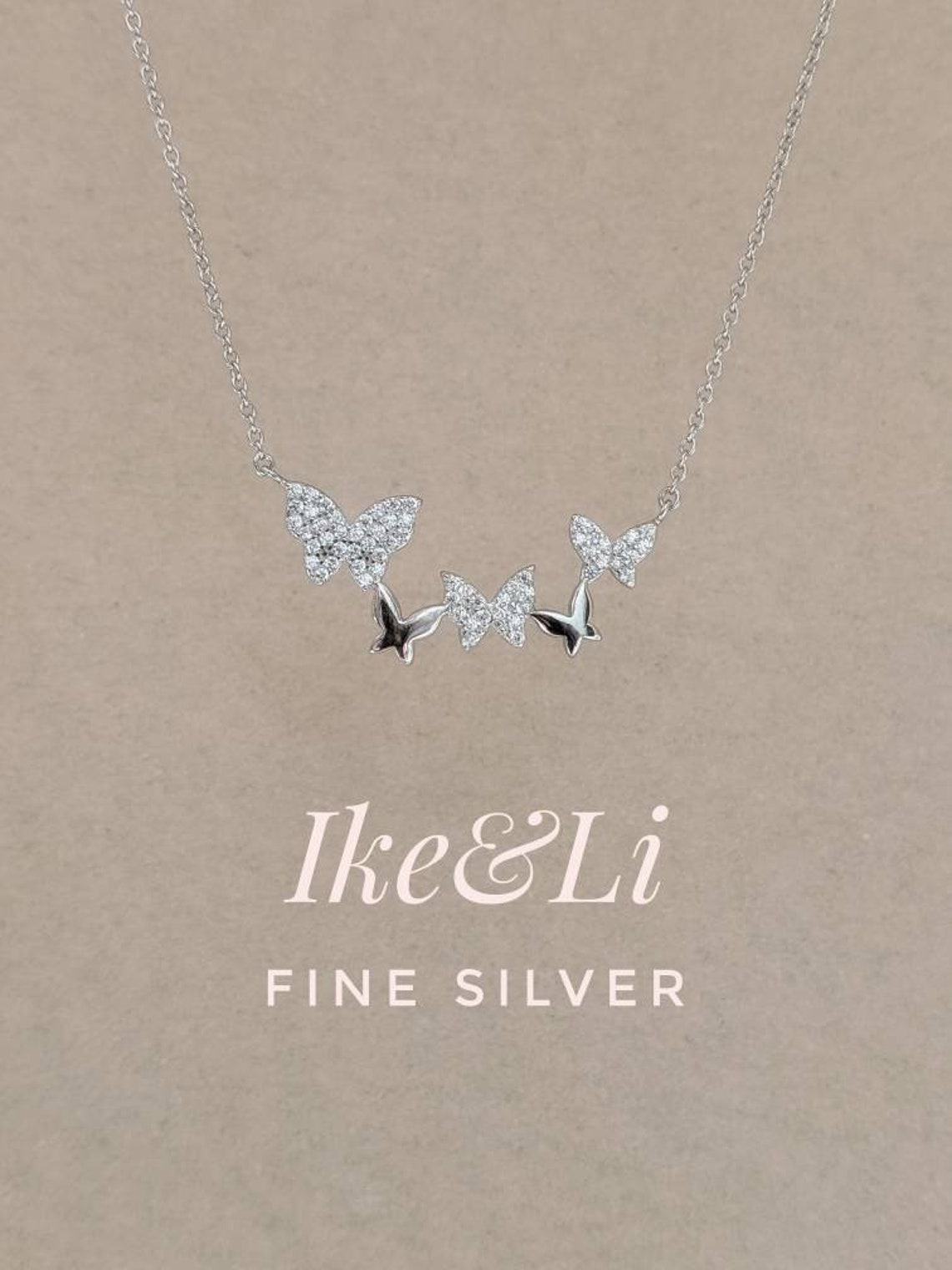 Multi Butterfly Necklace 925 Sterling Silver Cubic Zirconia / Fashion ...