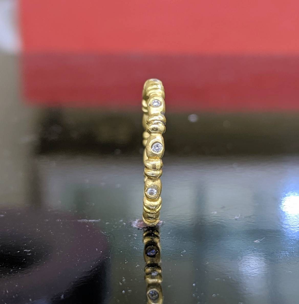 Diamond Stackable Band 18K Yellow Gold / Women Diamond Dainty - Etsy