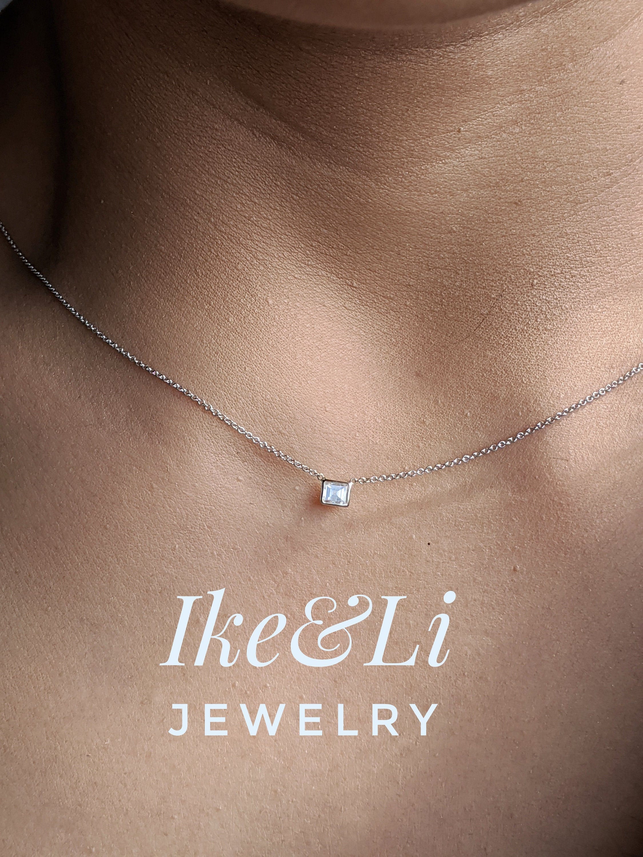 0.14-0.49ct. Square Cut Diamond Necklace / Unique Antique Cut | Etsy