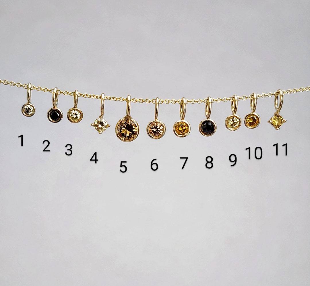 Small Fancy Color Diamond Charms 14k Yellow Gold Bezel / Natural ...