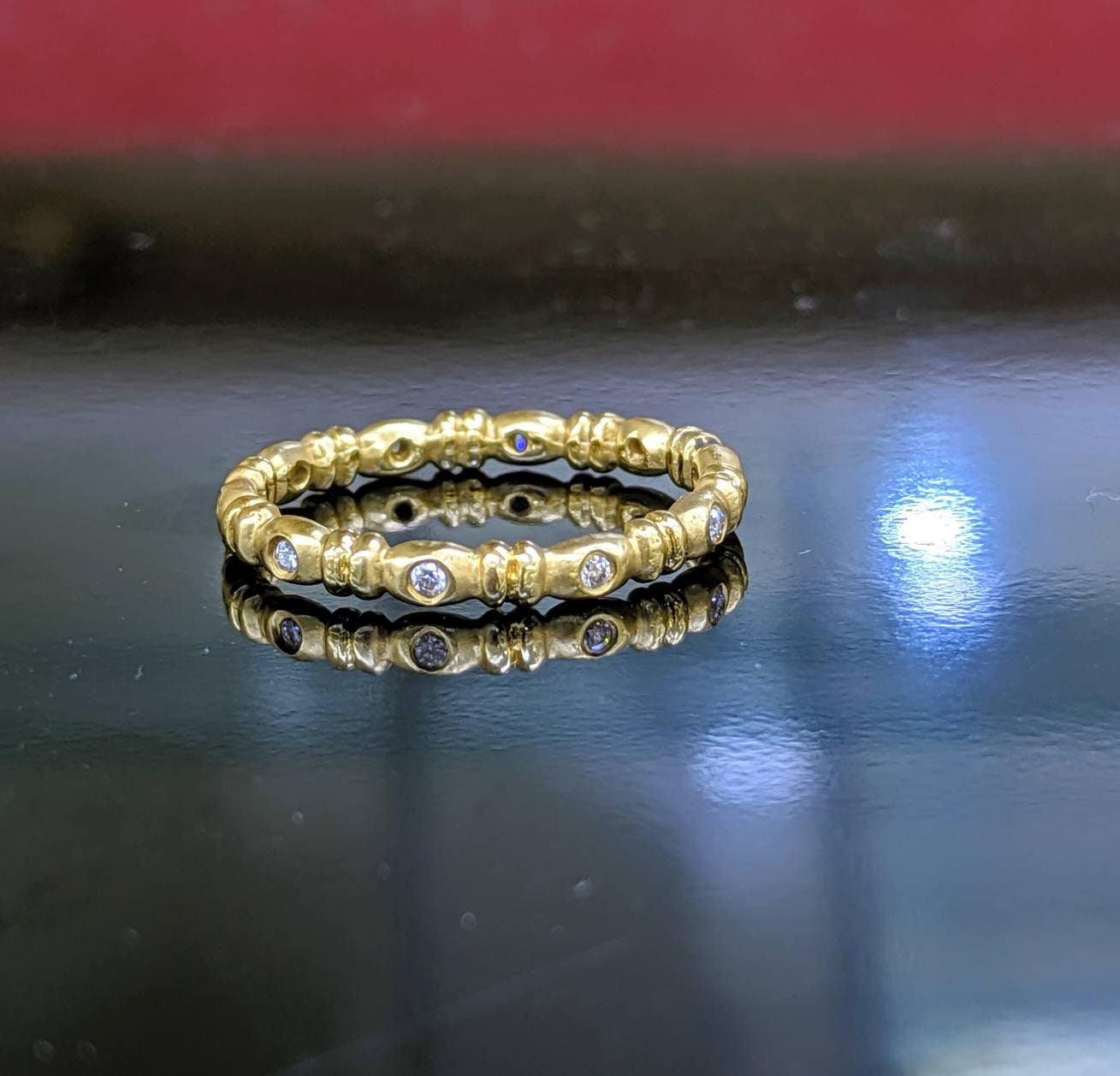 Diamond Stackable Band 18K Yellow Gold / Women Diamond Dainty - Etsy