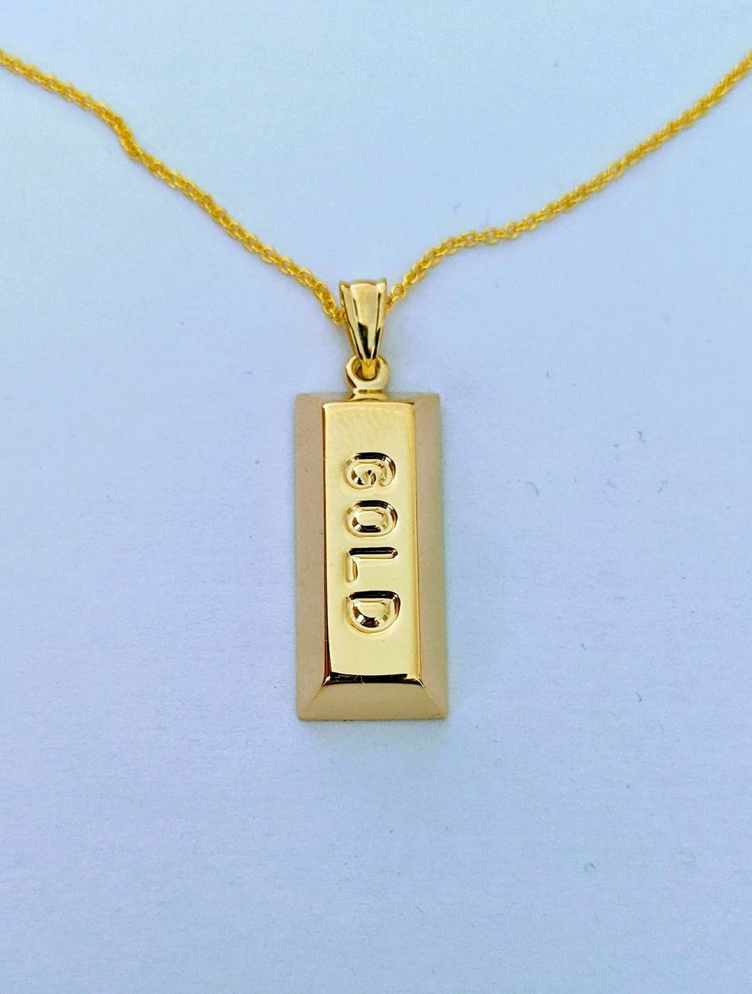 Gold Bar Pendant 14k Yellow Gold / Gold Bullion Bar / Gold Brick ...