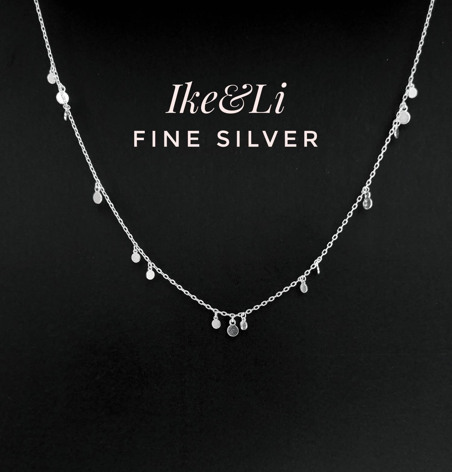 Dainty Disc Dangle Choker Necklace 925 Sterling Silver / Disc Choker ...