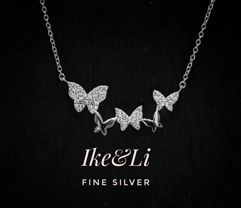 Multi Butterfly Necklace 925 Sterling Silver Cubic Zirconia / Fashion ...