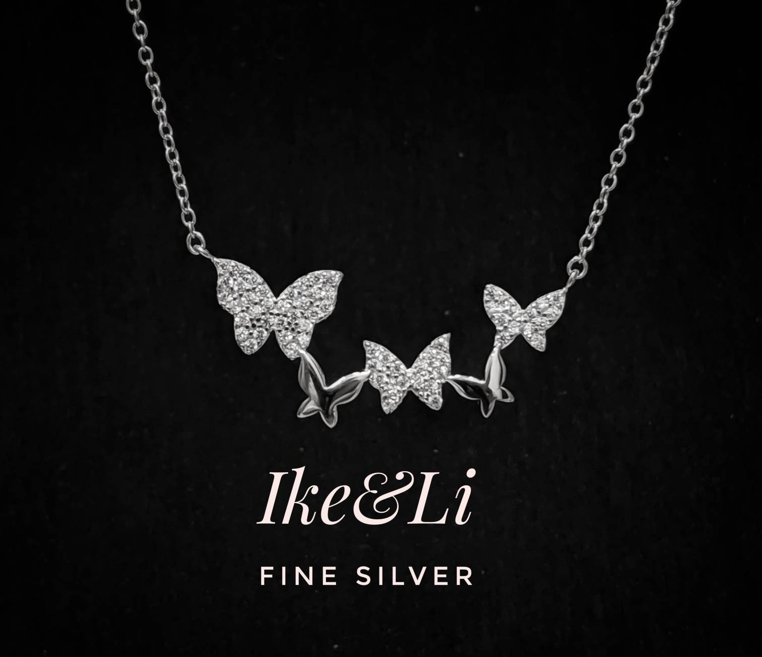 Multi Butterfly Necklace 925 Sterling Silver Cubic Zirconia / Fashion ...