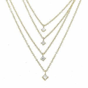 Small Diamond Necklace 14k Gold / Mini Diamond Necklace / Natural ...