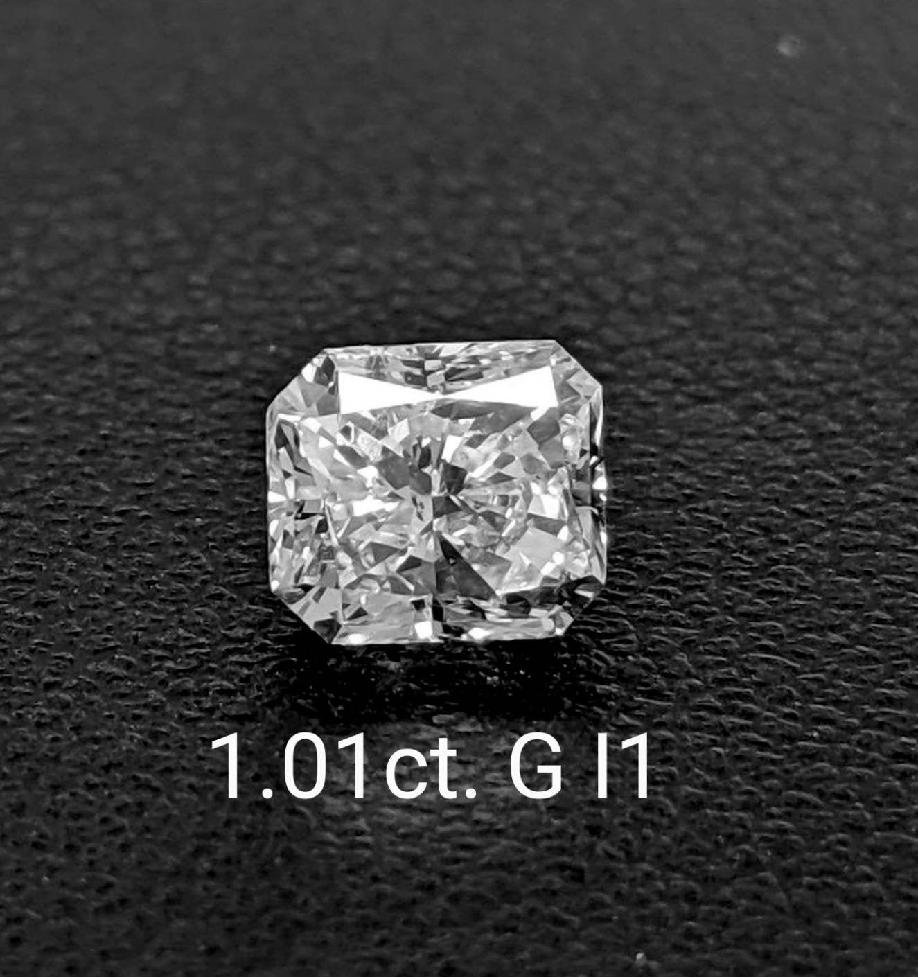 1.01ct. Radiant Cut Diamond G color I1 clarity GIA Certified / | Etsy