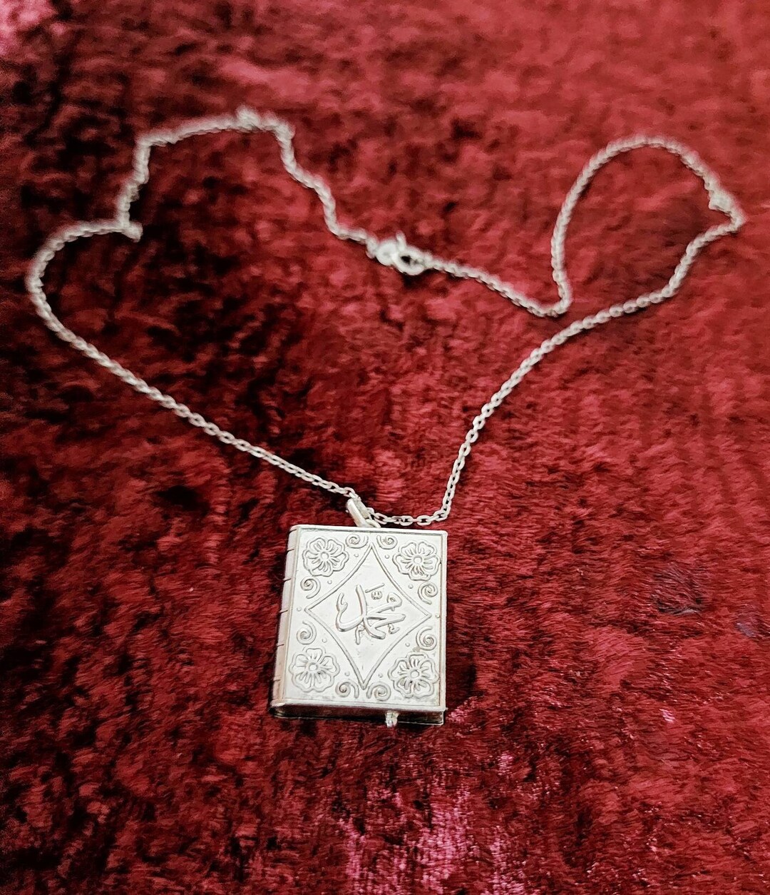 Antique Silver Open-able Allah Muhammad Book Talisman Pendant / Islamic ...