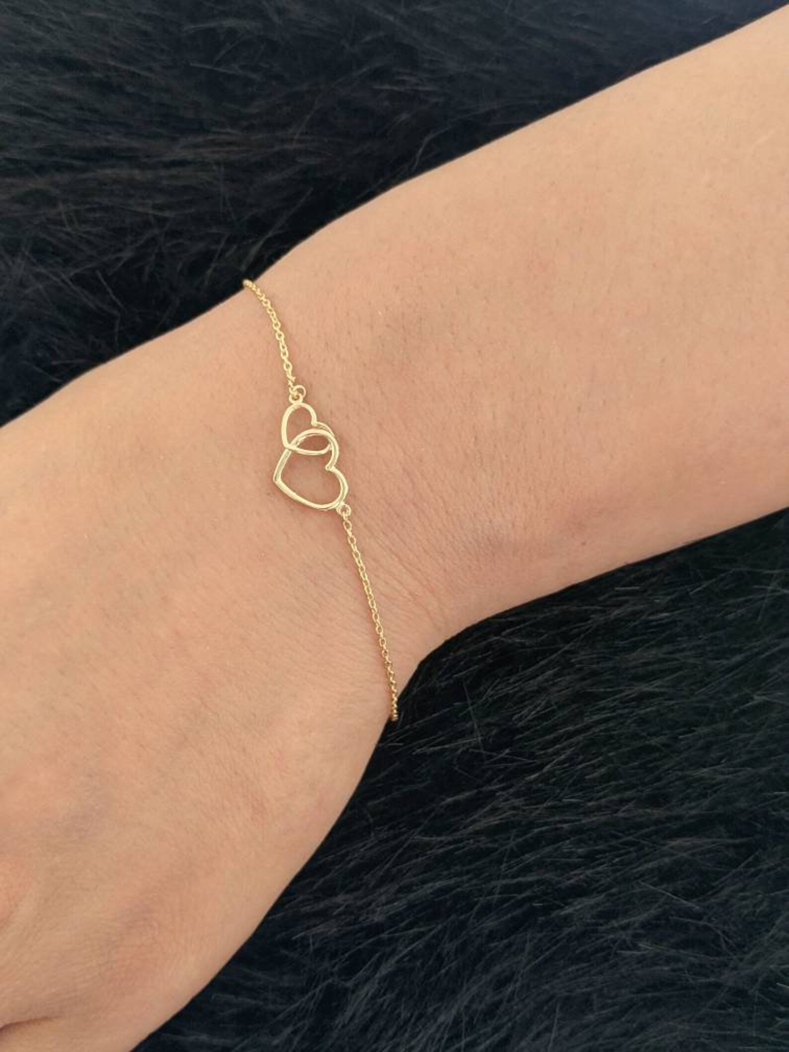 Interlocking Heart Bracelet 14k Yellow Gold / Infinity Heart Bracelet ...