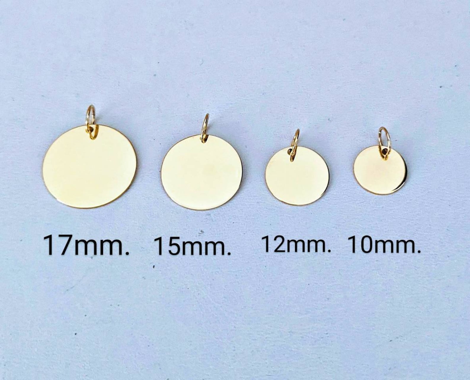 Thick Disc Pendant 14k Yellow Gold 10mm.-12mm.-15mm.-17mm. / Solid Gold ...