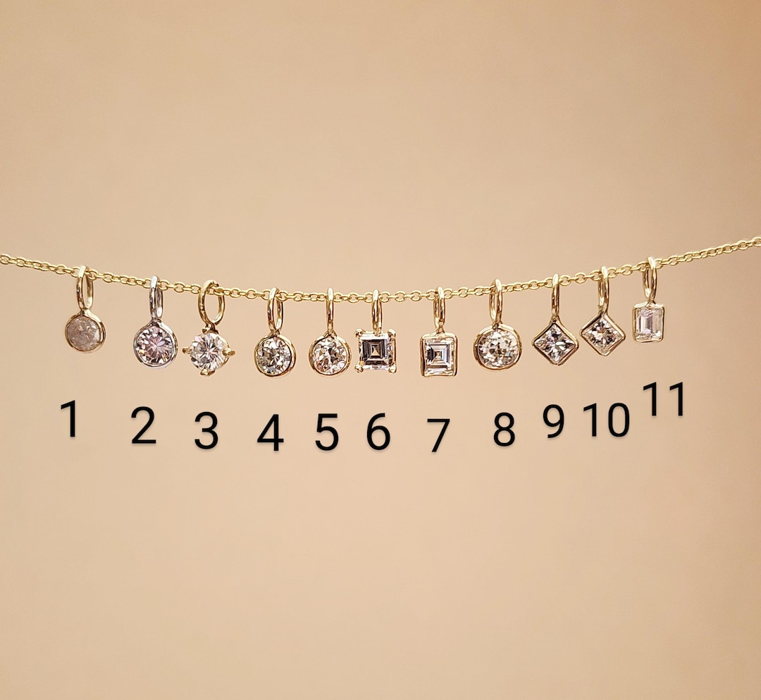 Diamond Charms 14k. White and Yellow Gold / Natural Untreated Diamond ...