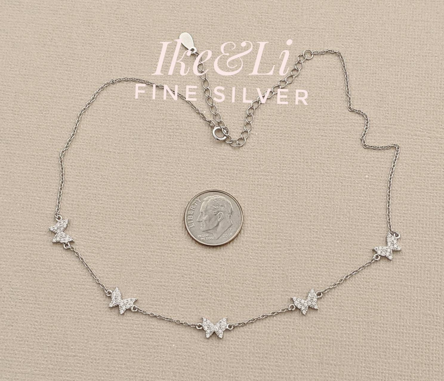 Butterfly Choker Necklace 925 Sterling Silver Cubic Zirconia / Fine ...