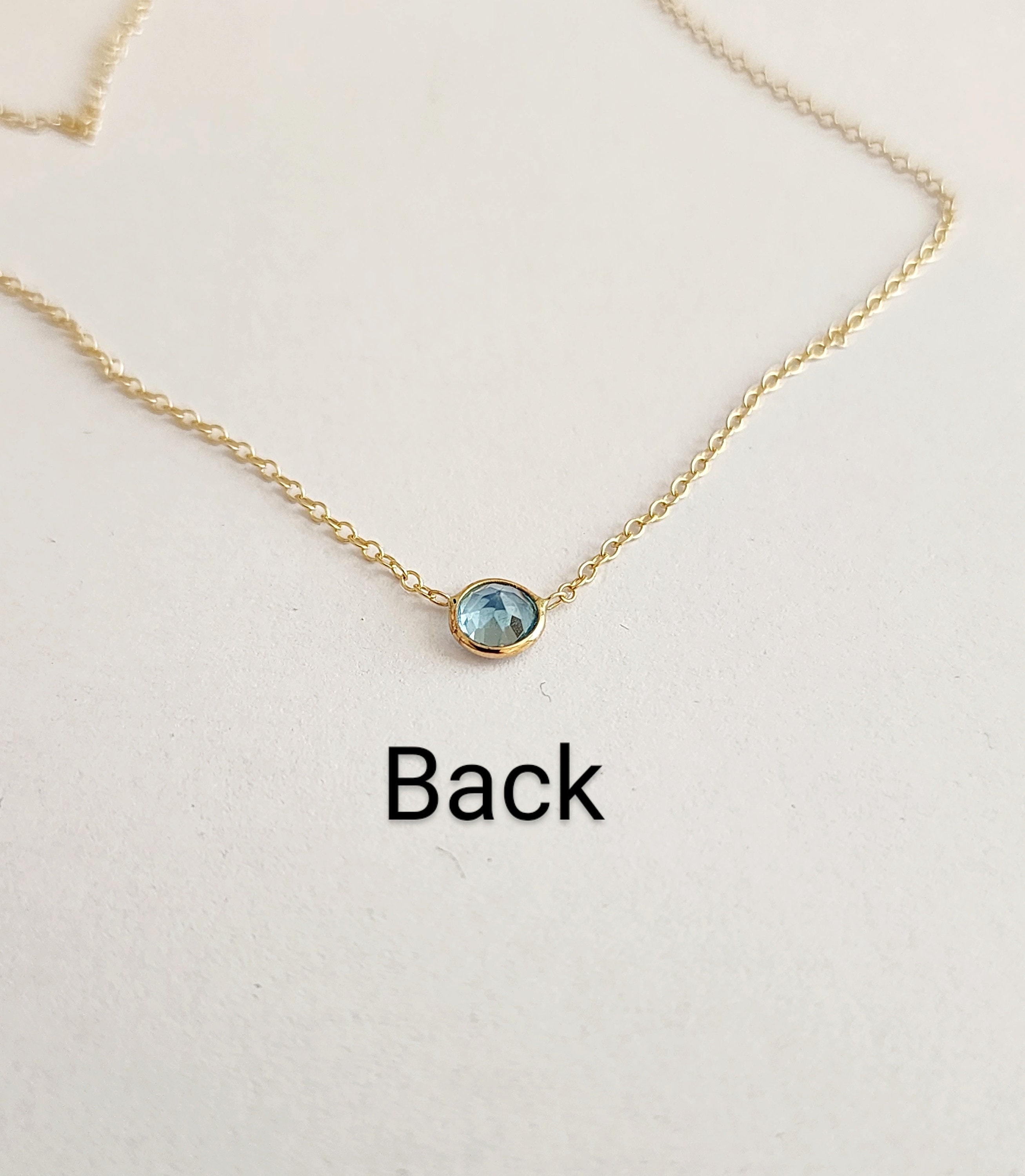 Natural Blue Topaz Necklace 14k Yellow Gold/ 5mm. Blue Topaz / Floating ...