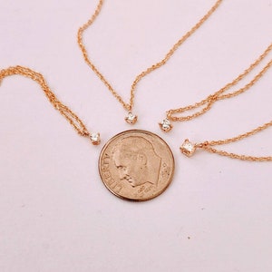 Small Diamond Necklace 14k Gold / Mini Diamond Necklace / Natural ...