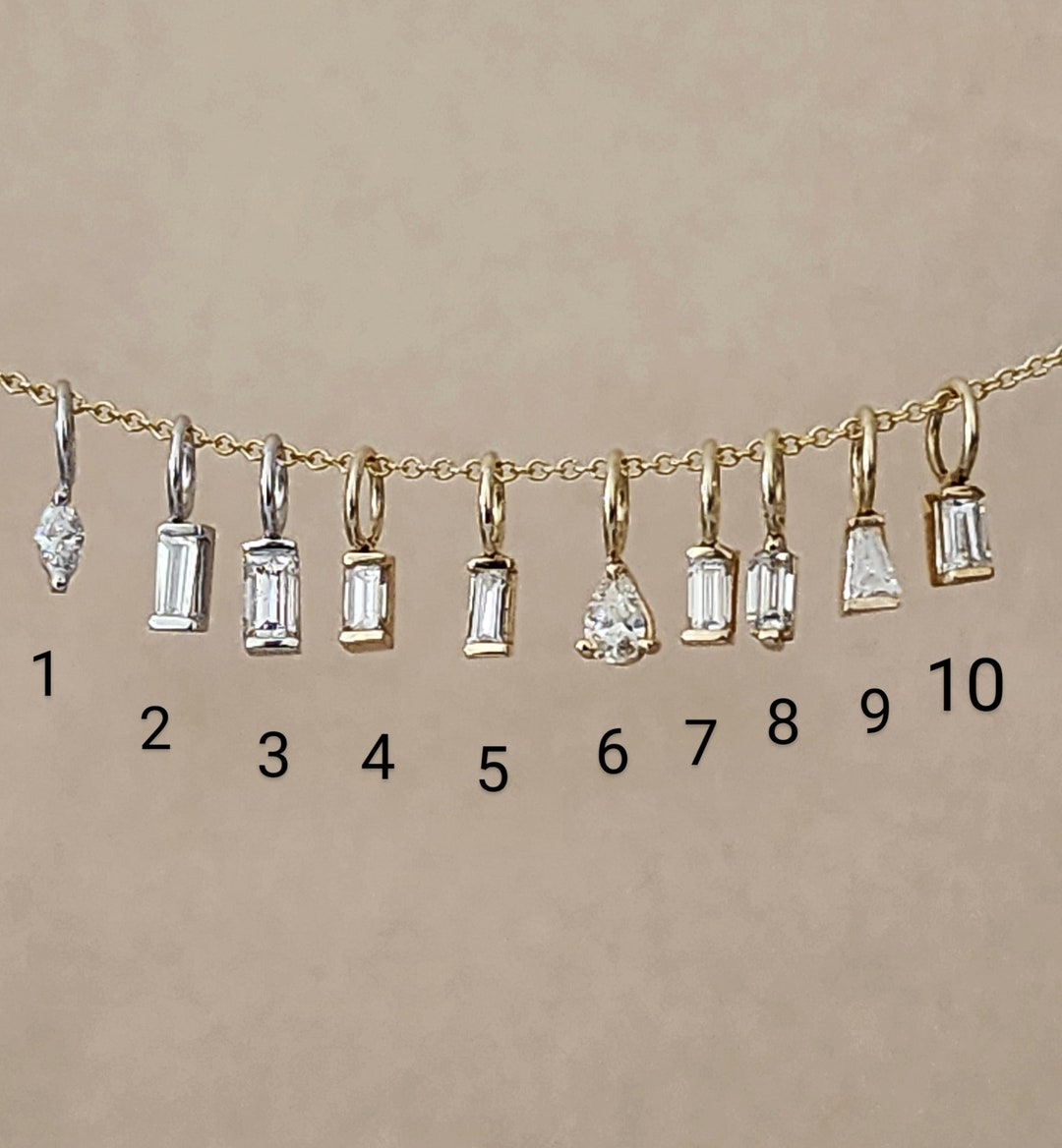Small Diamond Charms 14k Gold / Natural Untreated Diamond / Sold ...