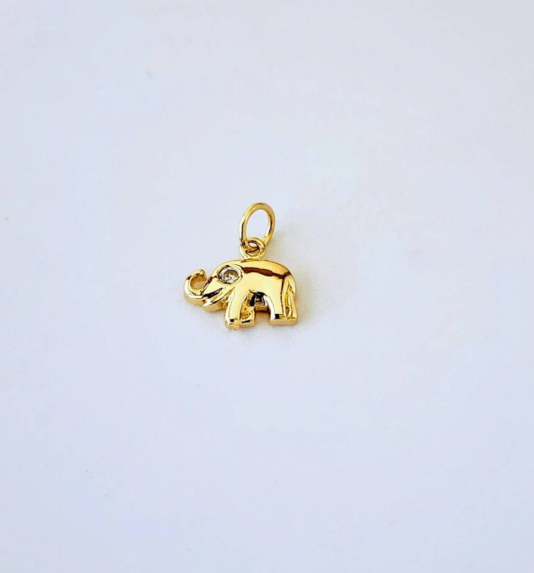 Small Elephant Charm 14k Yellow Gold / Solid Gold / Layering / Add to ...