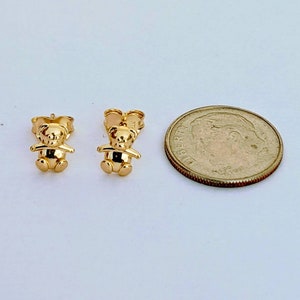 Small Teddy Bear Stud Earrings 14k Yellow Gold / Solid Gold / NOT Gold Plated NOT Gold Filled ...