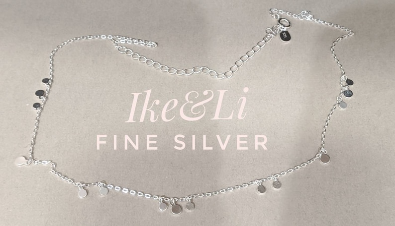 Dainty Disc Dangle Choker Necklace 925 Sterling Silver / Disc Choker ...