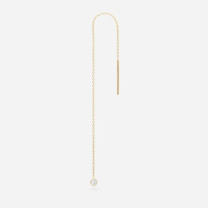 Diamond Threader Earrings 14k Gold / Delicate Gold Drop Chain Earrings ...