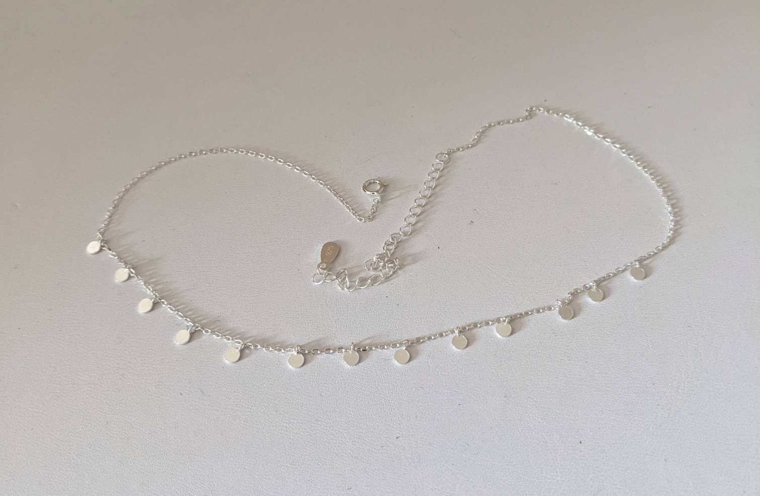Mini Disc Dangle Choker Necklace 925 Sterling Silver / Disc Choker ...