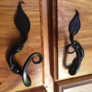 Hand Forged Leaf Hook Pulls - Etsy