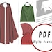 DIY Elvish Fantasy Medieval Cape - Template Pattern Blueprint Pdf ...
