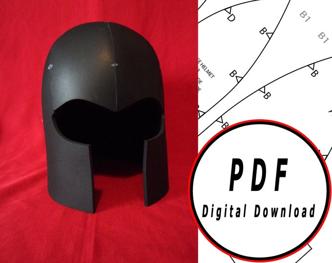 DIY Simple Basic Superhero Eva Foam Helmet Pattern Blueprint Template Vector Printable Digital ...