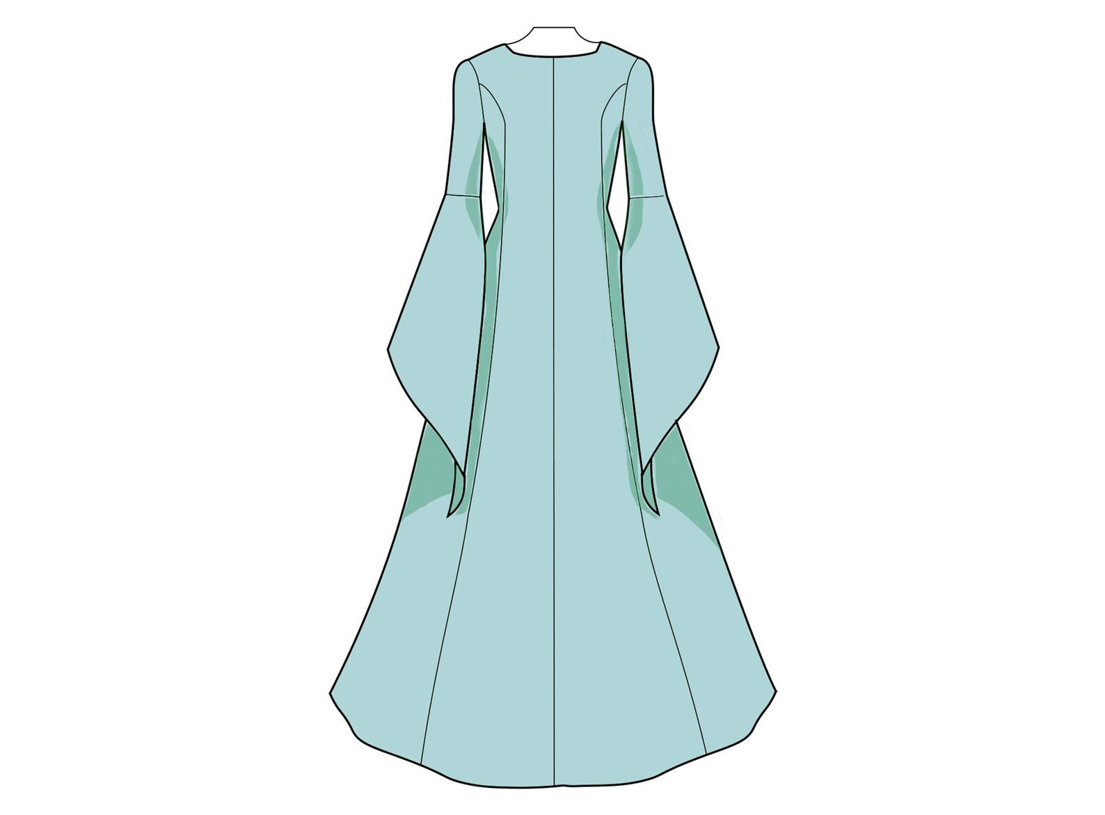 DIY Elvish Basic Dress Fantasy Medieval Elf Template Pattern Blueprint ...