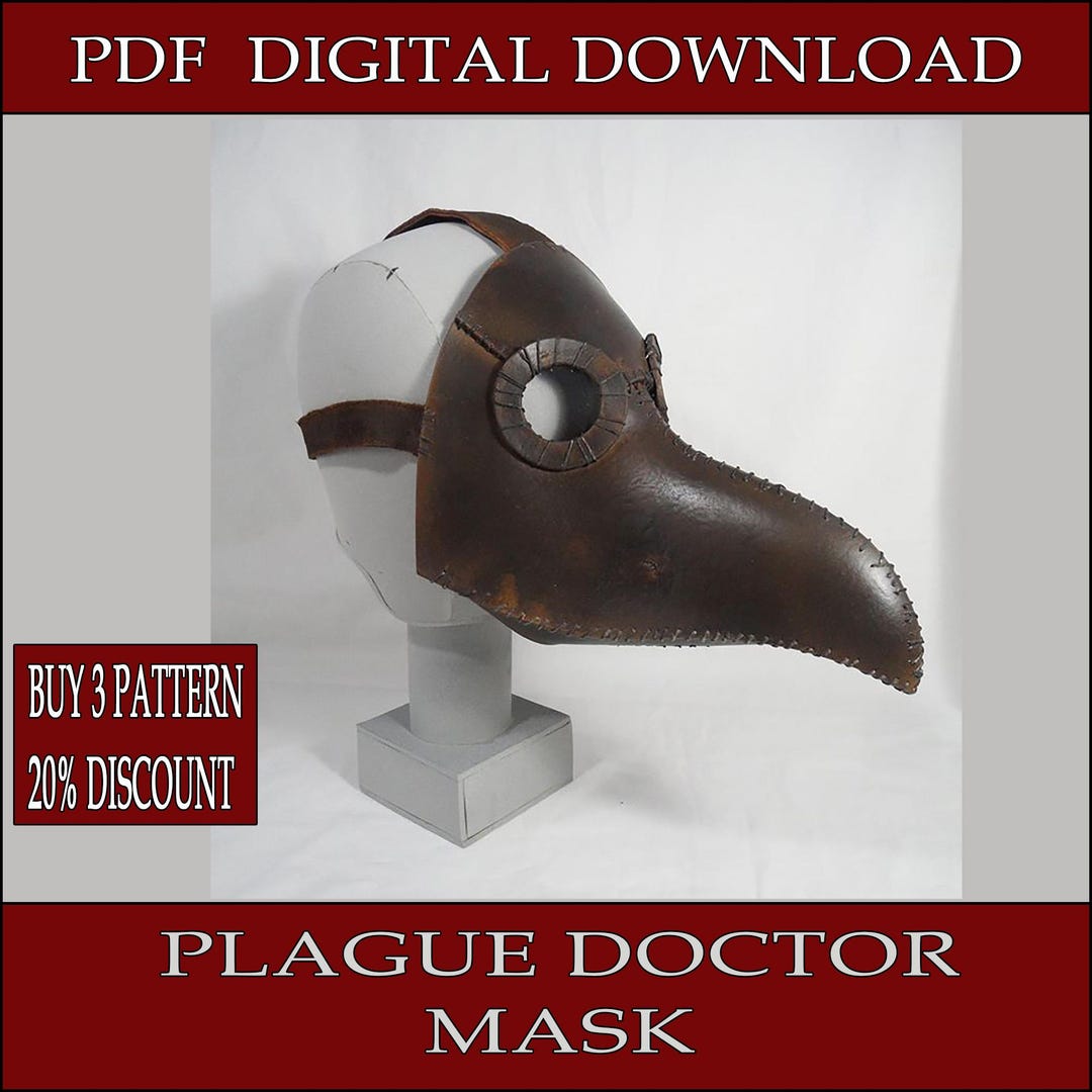 DIY Plague Doctor Mask Eva Foam Helmet Pattern Blueprint Template Pdf ...