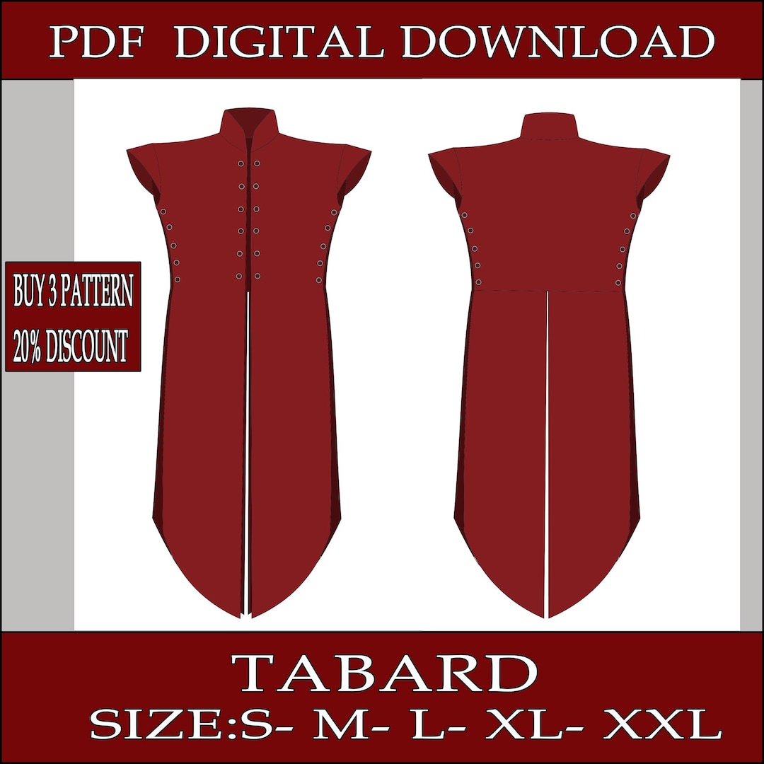 DIY Tabard Elvish Basic Fantasy Medieval Elf- Template Pattern ...